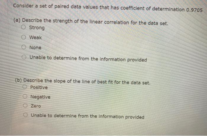 Solved Consider a set of paired data values that has | Chegg.com