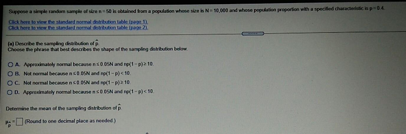 Solved Suppose a simple random sample of size n=50 is | Chegg.com
