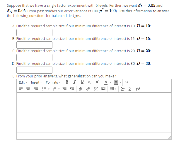 Solved Suppose that we have a single factor experiment with | Chegg.com