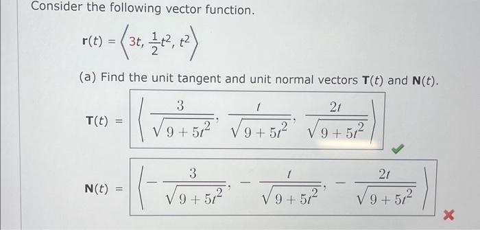 Solved Consider The Following Vector Function R T A Find