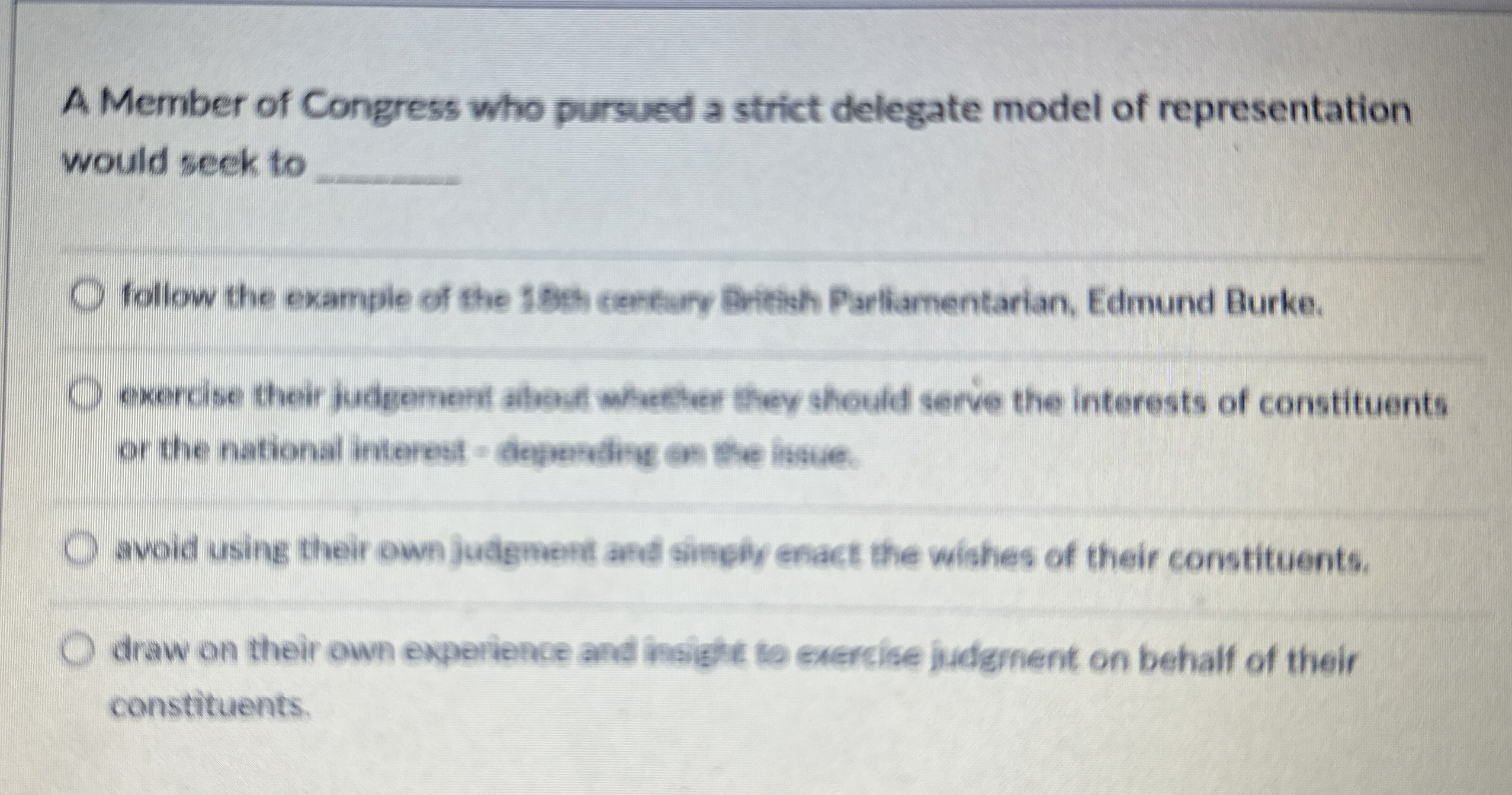 Solved A Member of Congress who pursued a strict delegate | Chegg.com