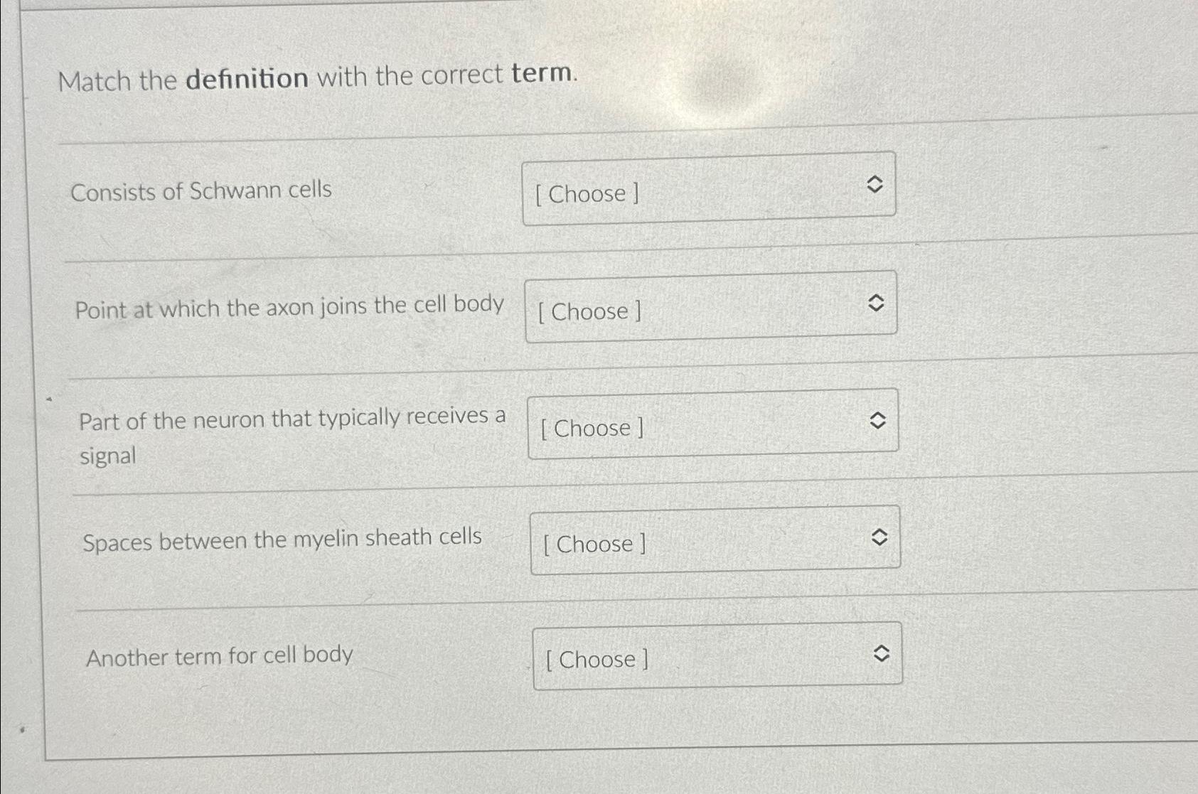 Solved Match the definition with the correct term.Consists | Chegg.com