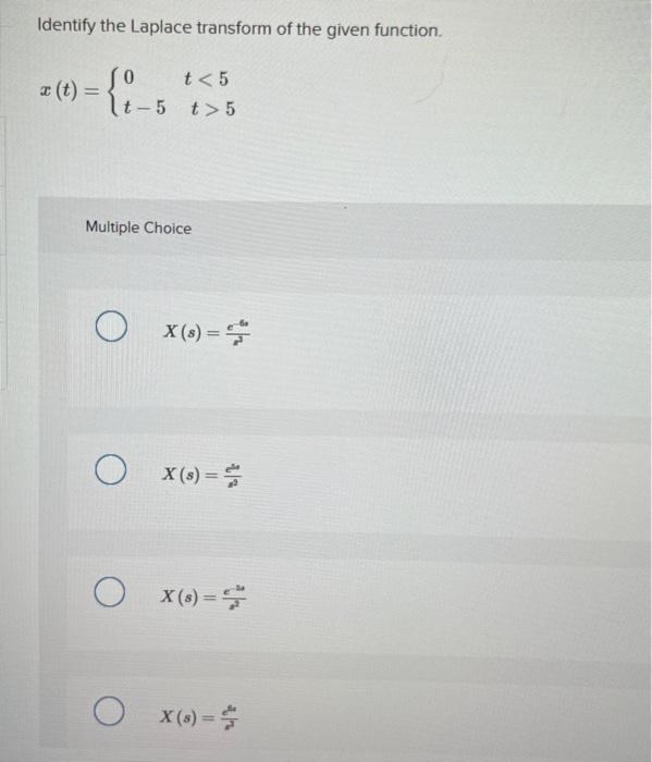 Solved Identify the Laplace transform of the given function. | Chegg.com