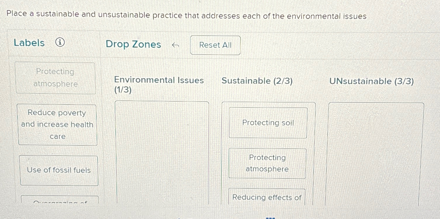 Solved Place a sustainable and unsustainable practice that | Chegg.com Solved Place a sustainable and unsustainable practice that | Chegg.com