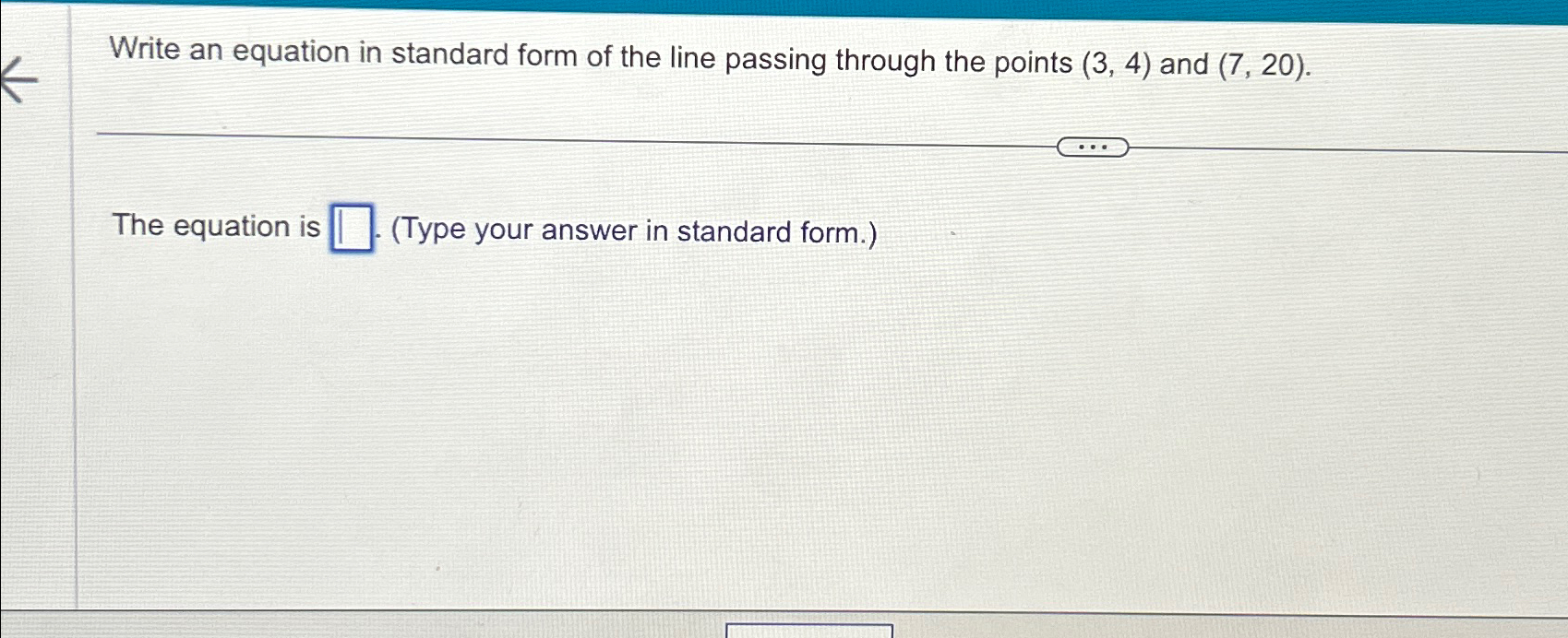 Solved Write an equation in standard form of the line | Chegg.com