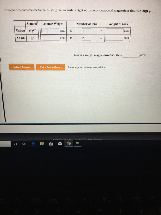Solved Complete the table below for calculating the formula | Chegg.com