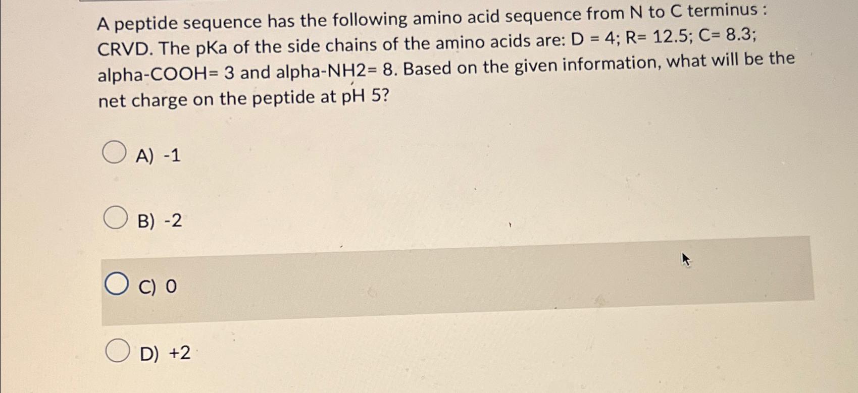 Solved A peptide sequence has the following amino acid | Chegg.com