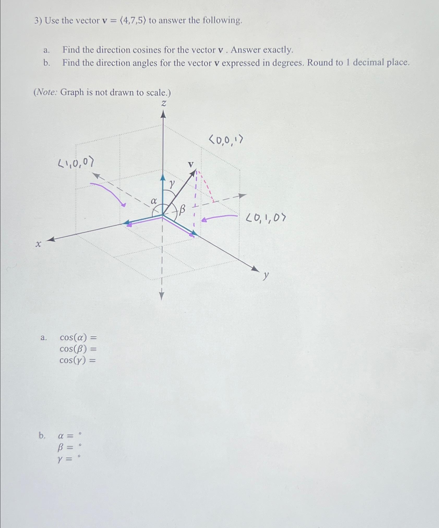 Solved Use the vector v=(:4,7,5:) ﻿to answer the | Chegg.com