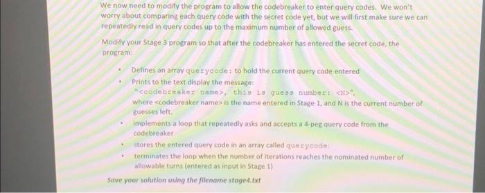 Solved Background Mastermind is a code-breaking game for two | Chegg.com