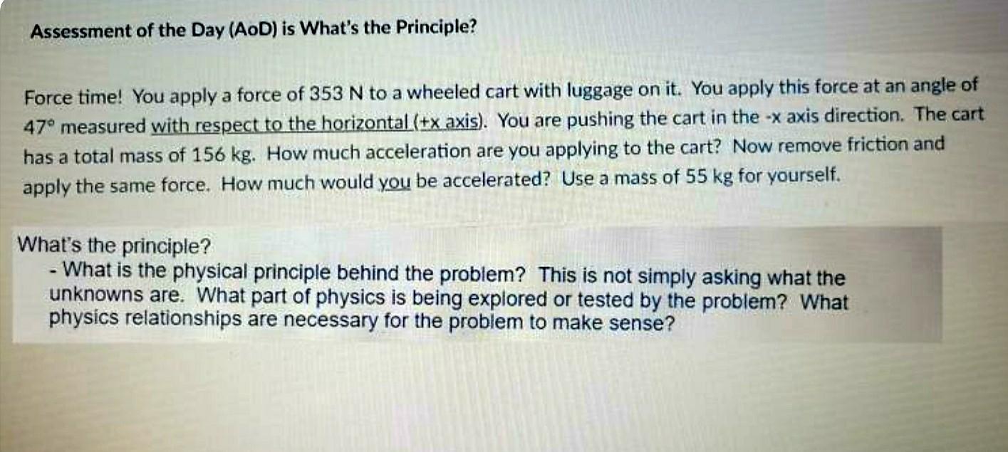 Solved Assessment of the Day (AoD) is What's the Principle? | Chegg.com