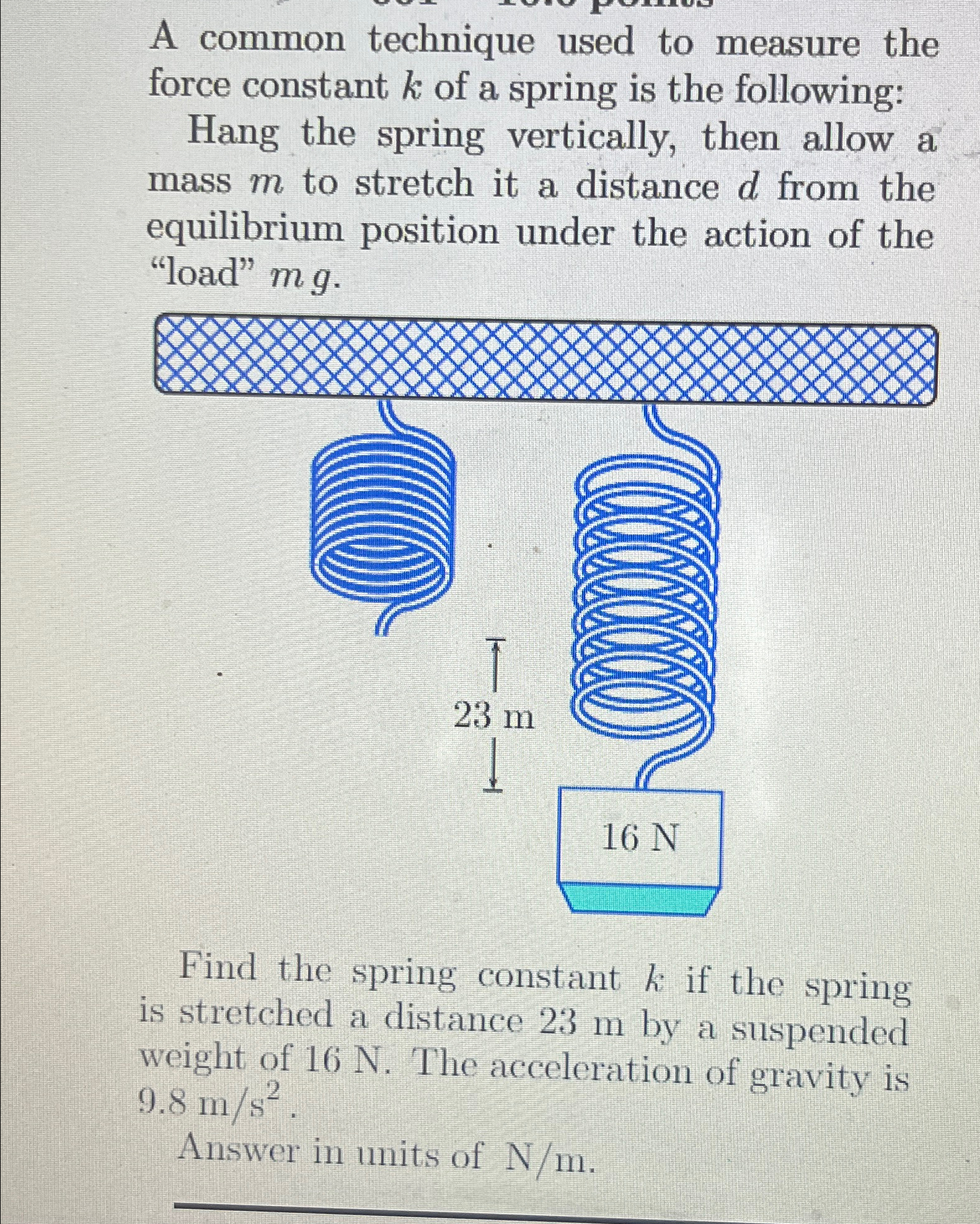 Solved A common technique used to measure the force constant | Chegg.com