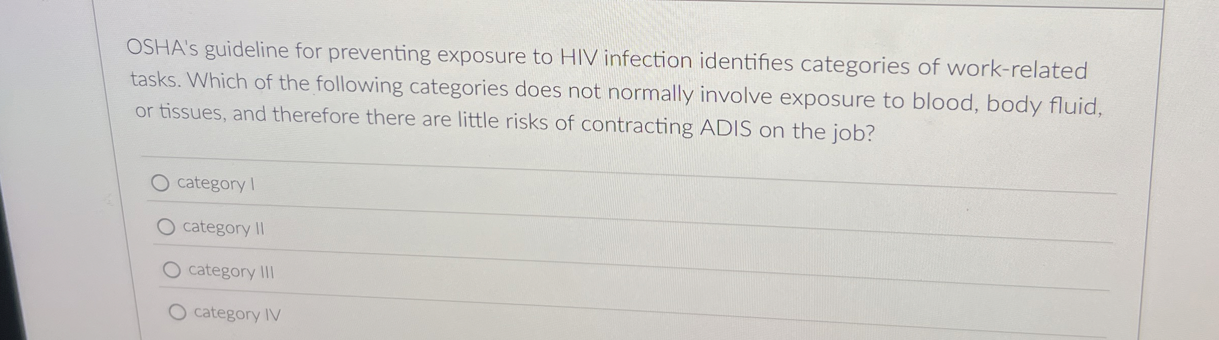 Solved OSHA's guideline for preventing exposure to HIV | Chegg.com