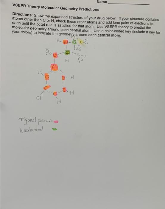 Solved VSEPR Theory Molecular Geometry Predictions | Chegg.com