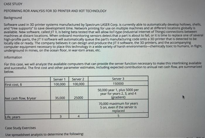 Solved C- Use incremental ROR analysis between server 2 and | Chegg.com