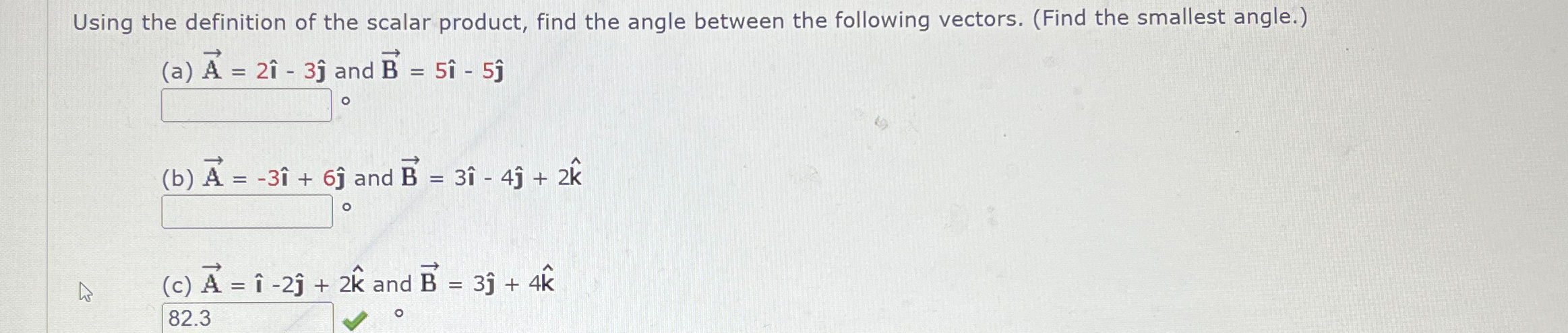 Using the definition of the scalar product, find the | Chegg.com