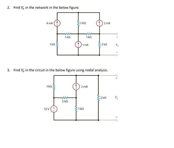 Solved 2. Find Vo in the network in the below figure. 3. | Chegg.com