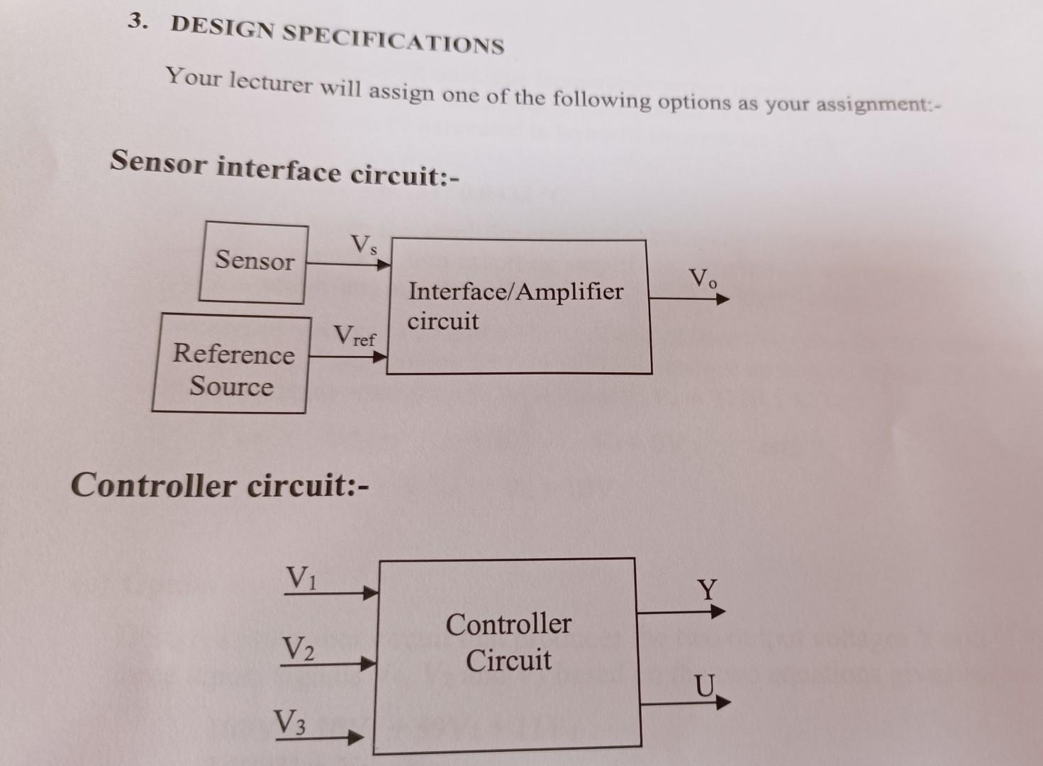Solved 3. DESIGN SPECIFICATIONS Your lecturer will assign | Chegg.com
