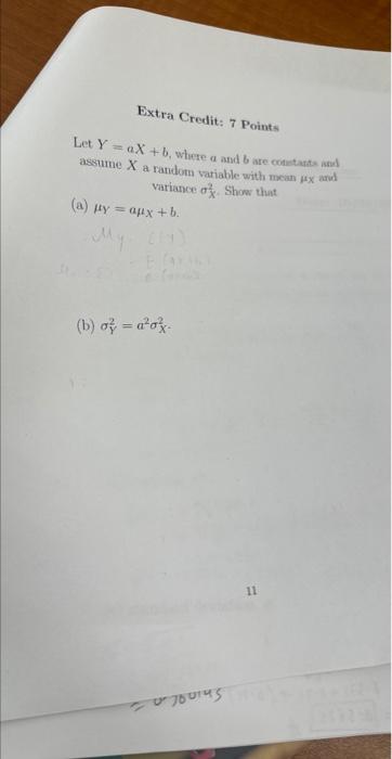 Solved Let Y=aX+b, where a and b are conletatis and assume X | Chegg.com