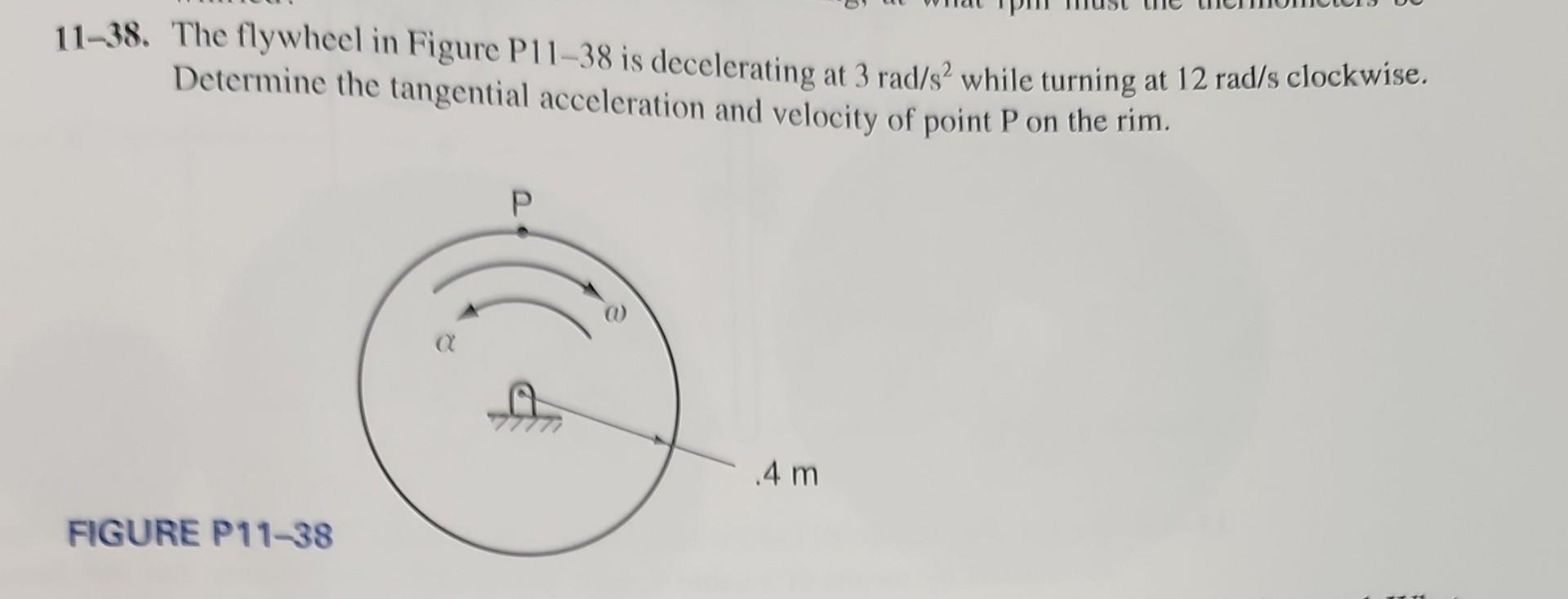 Solved 11-38. The flywheel in Figure P11-38 is decelerating | Chegg.com