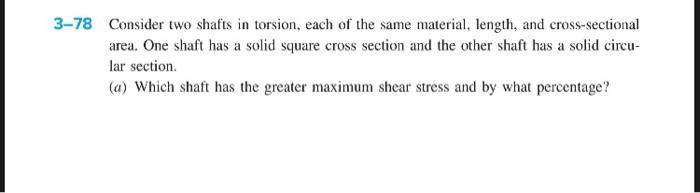 Solved -78 Consider two shafts in torsion, each of the same | Chegg.com