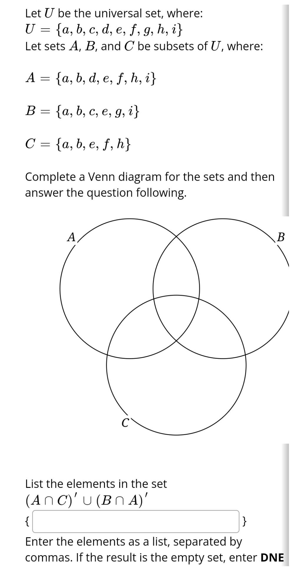 Solved Let U be the universal set, where: | Chegg.com