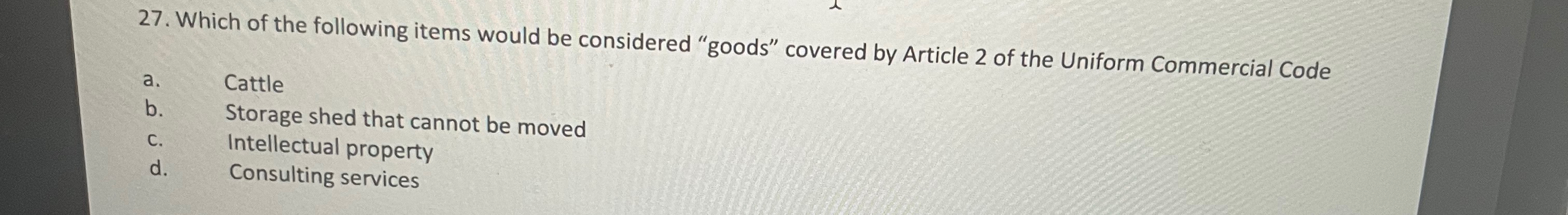 Solved Which of the following items would be considered | Chegg.com
