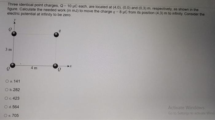 Solved Three identical point charges, Q=10μC each, are | Chegg.com