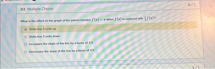 Solved What is the effect on the graph of the parent | Chegg.com