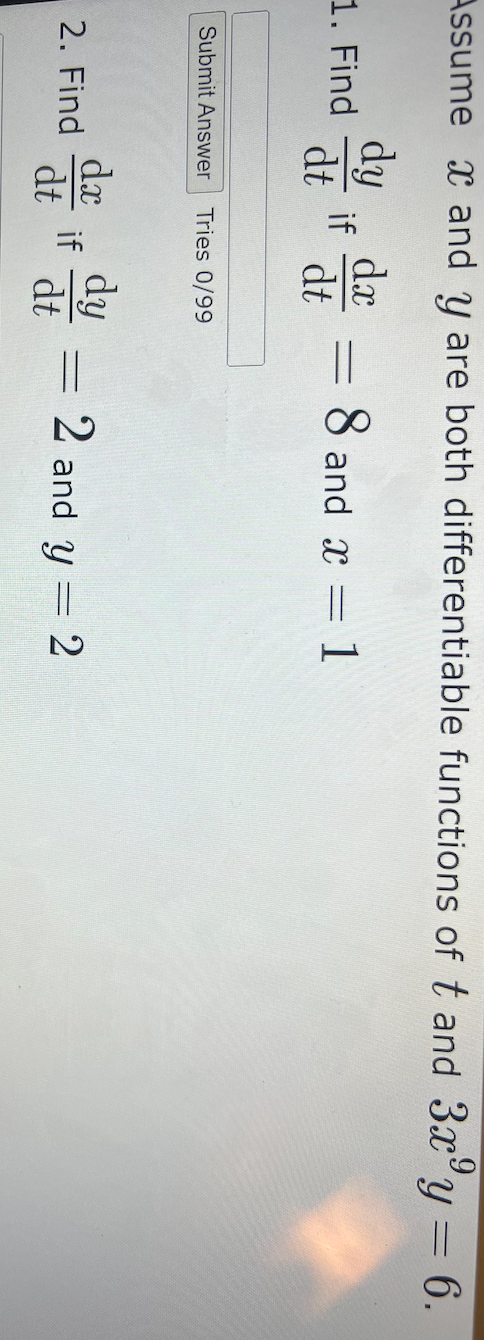 Solved Assume x ﻿and y ﻿are both differentiable functions of | Chegg.com