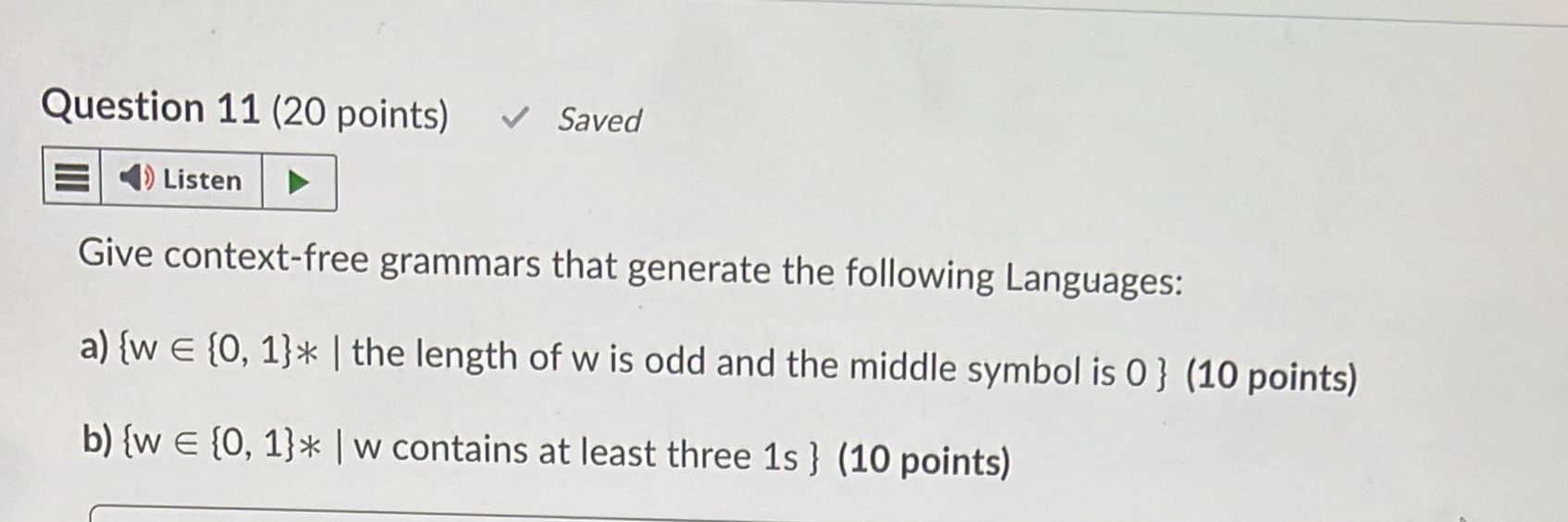 Solved Question 11 (20 points) SavedListenGive | Chegg.com Solved Question 11 (20 points) SavedListenGive | Chegg.com