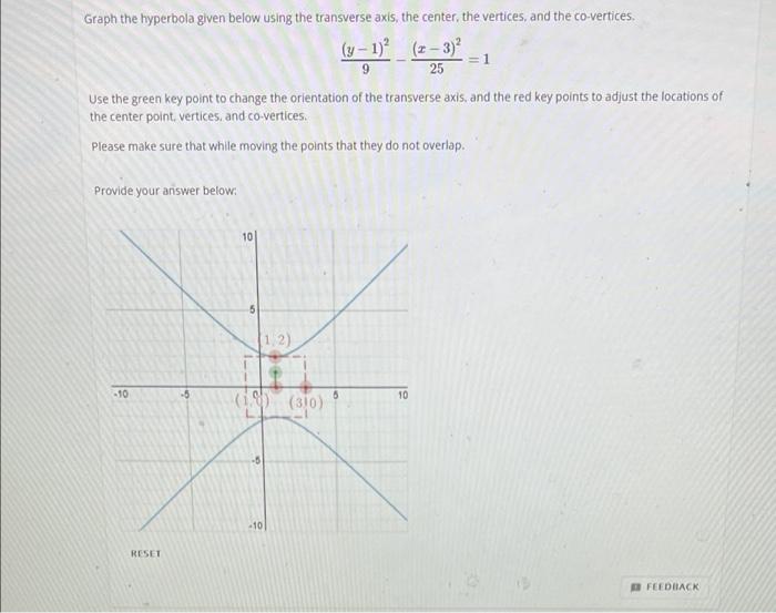 Solved =1 9 Graph the hyperbola given below using the | Chegg.com