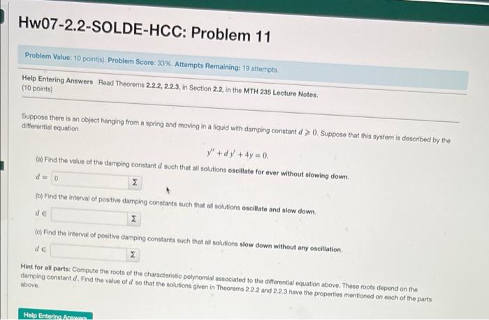 Solved Hw07-2.2-SOLDE-HCC: Problem 11 Problem Value: 10 | Chegg.com