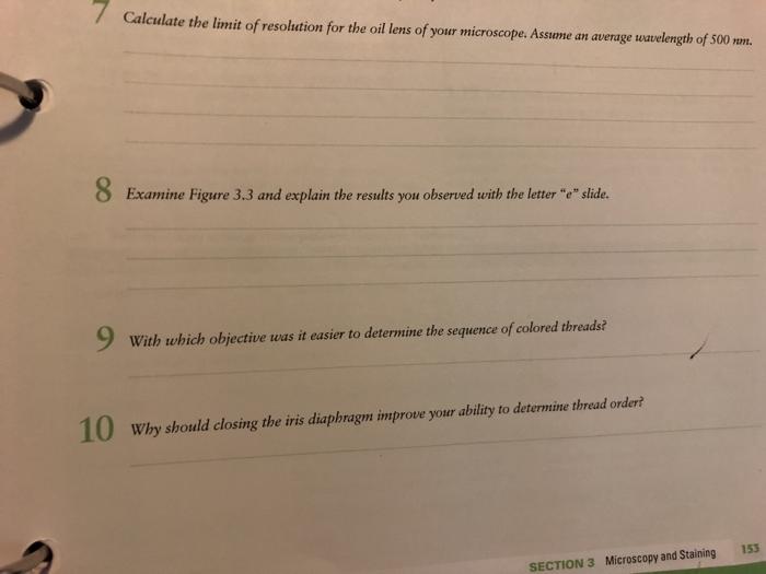 Solved 7 Calculate the limit of resolution for the oil lens | Chegg.com