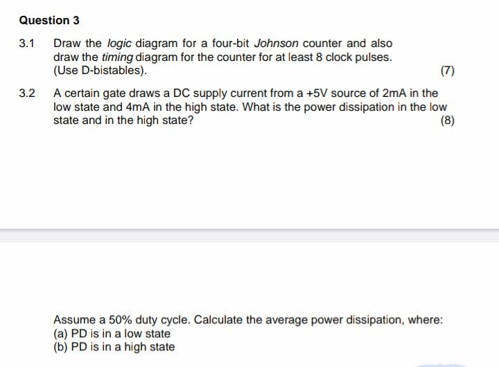 Solved 3.1 Draw the logic diagram for a four-bit Johnson | Chegg.com