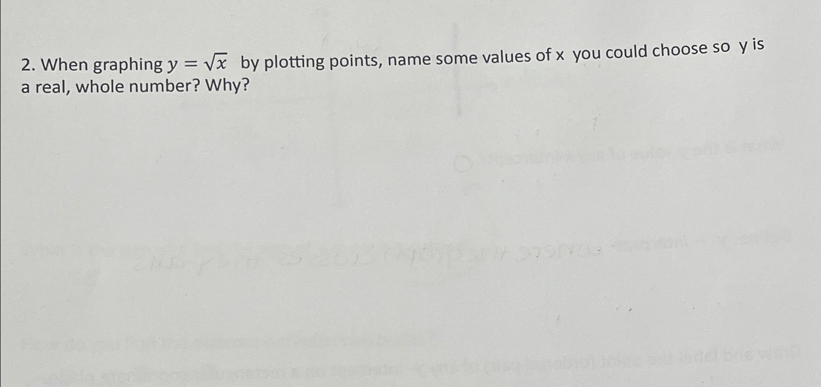 Solved When graphing y=x2 ﻿by plotting points, name some | Chegg.com
