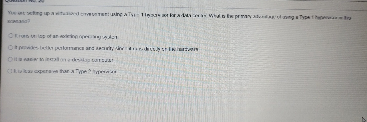 Solved You are setting up a virtualized environment using a | Chegg.com