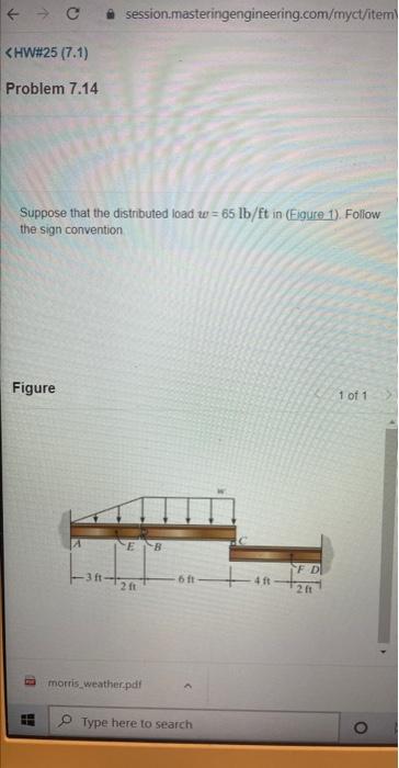 Solved Suppose that the distributed load w=65lb/ft in | Chegg.com
