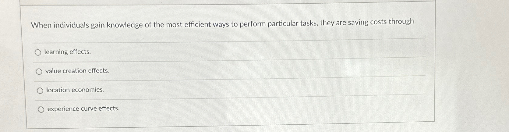 Solved When individuals gain knowledge of the most efficient | Chegg.com