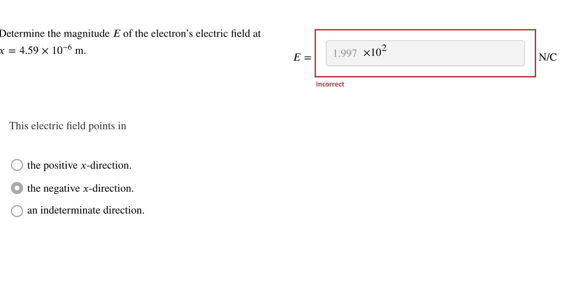 Solved Determine the magnitude E ﻿of the electron's electric | Chegg.com
