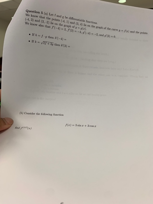 Solved Question 5 (a) Let fand gbe differentiable functions. | Chegg.com