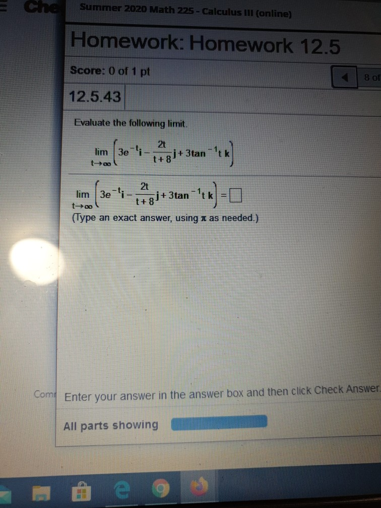 Solved Che Summer 2020 Math 225 - Calculus III (online) | Chegg.com