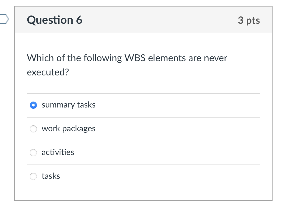 Solved Question 6Which of the following WBS elements are | Chegg.com