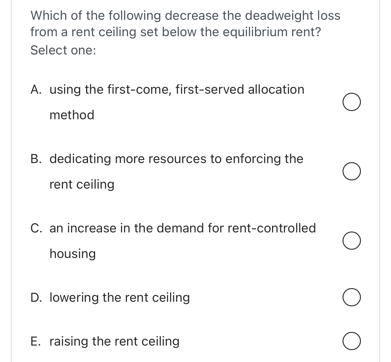 Solved Which of the following decrease the deadweight loss | Chegg.com