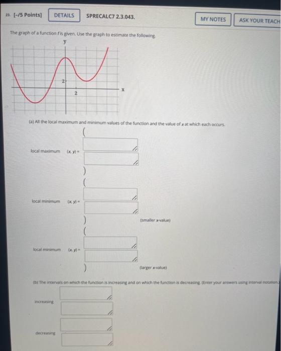 Solved [−15 Points ] SPRECALC7 2,3,043. The graph of a | Chegg.com