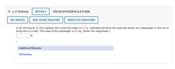 Solved 5 1 Points Details Oscolphys2016 8 2 P 008 My