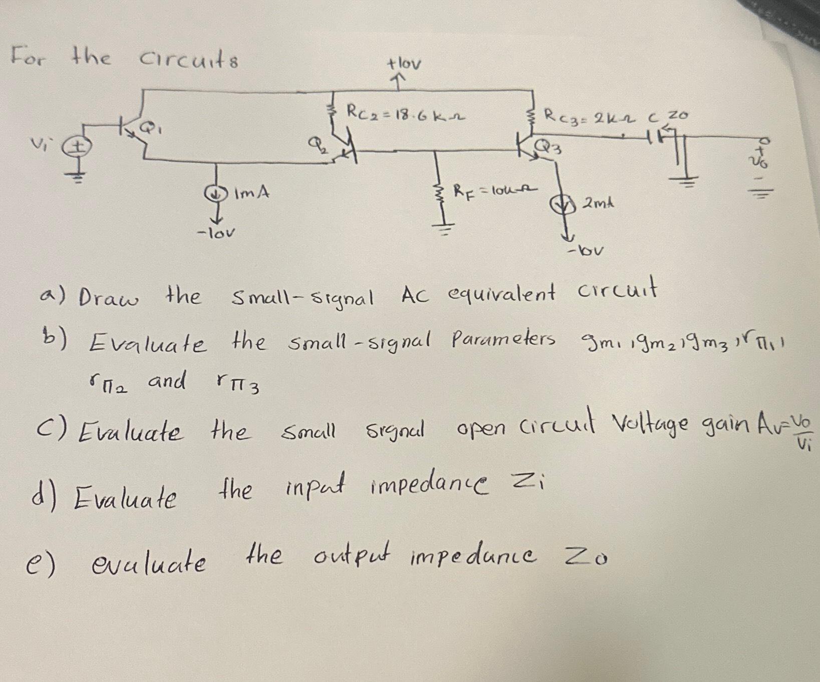For the circuitsa) ﻿Draw the small-signal AC | Chegg.com