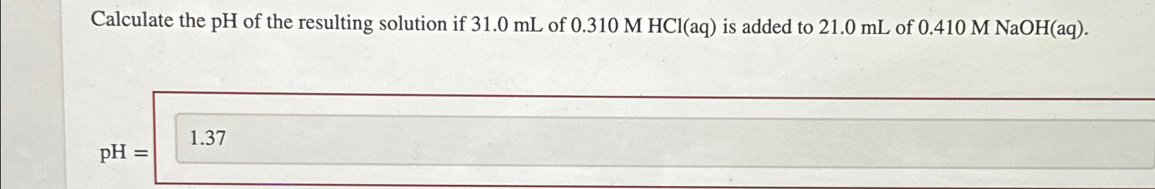 Solved Calculate the pH ﻿of the resulting solution if 31.0mL | Chegg.com