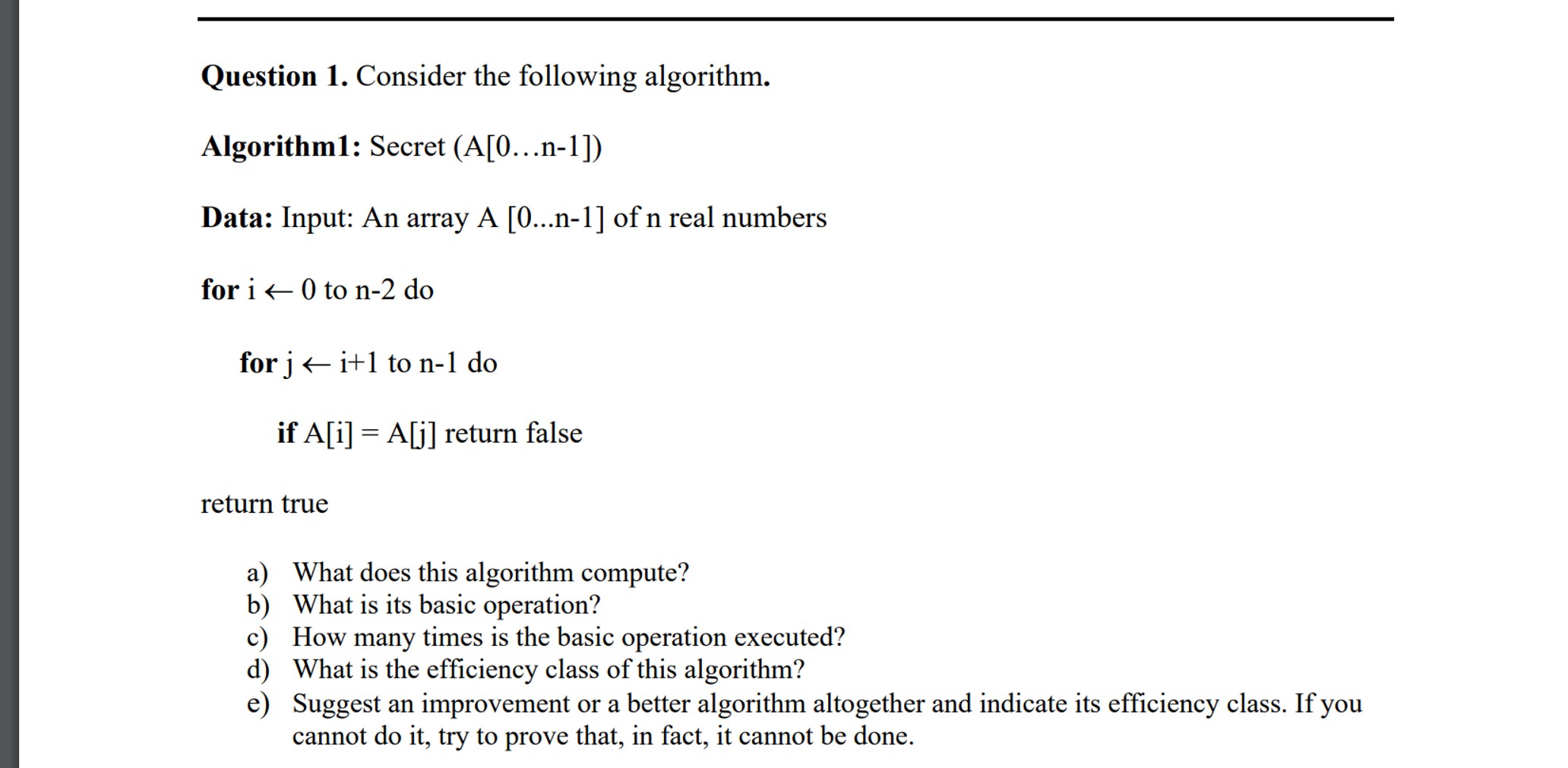 Solved Explain The The Basic Operation Of The Algorithm Is