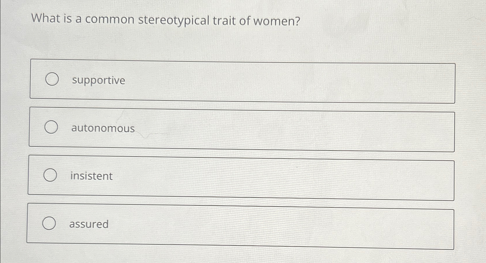 Solved What is a common stereotypical trait of | Chegg.com