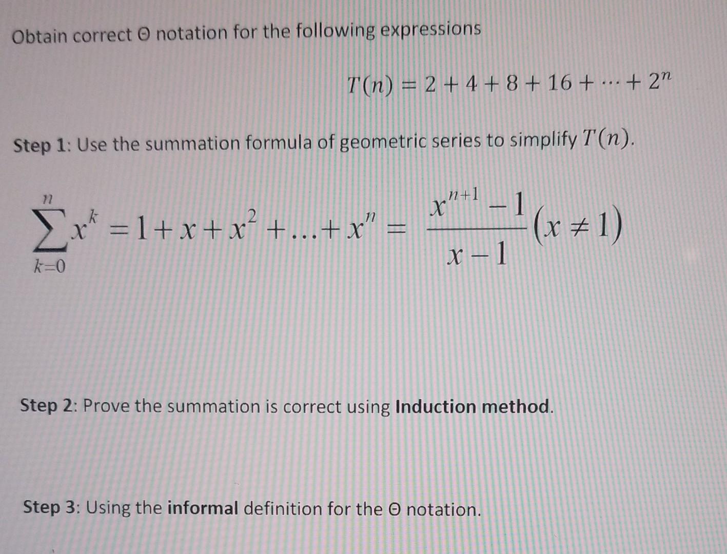 Solved Obtain correct Θ notation for the following | Chegg.com